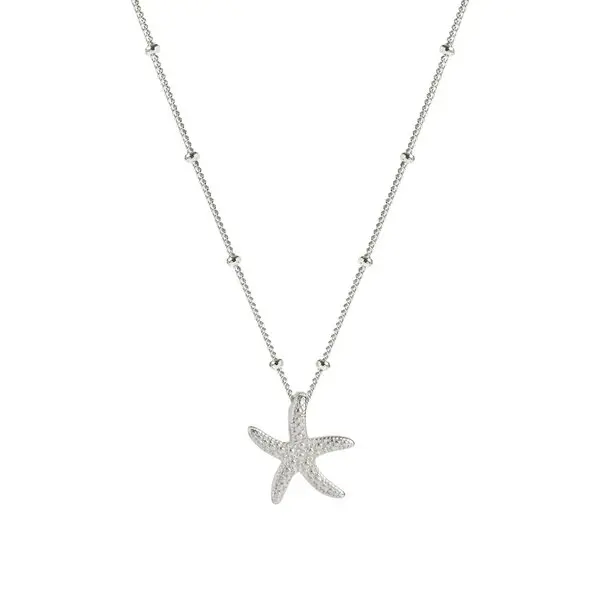 MURU Starfish Necklace With Bead Chain - Silver