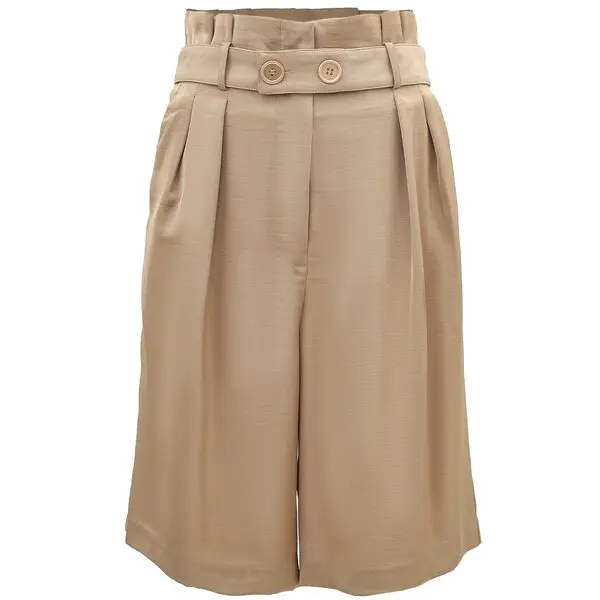 SMART AND JOY High Waist Bermuda Shorts - Brown