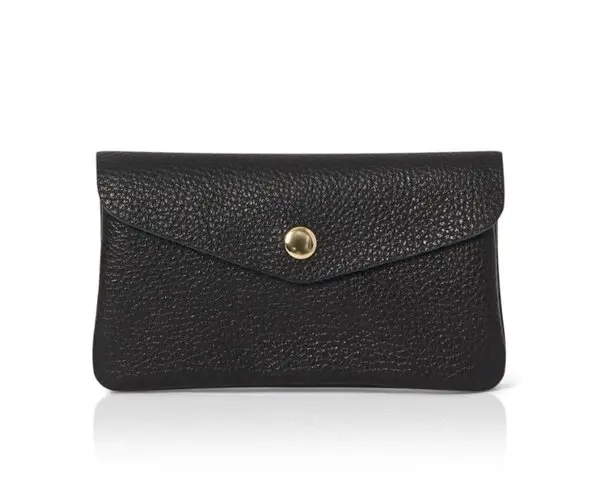 BETSY & FLOSS Medium Popper Leather Purse - Black