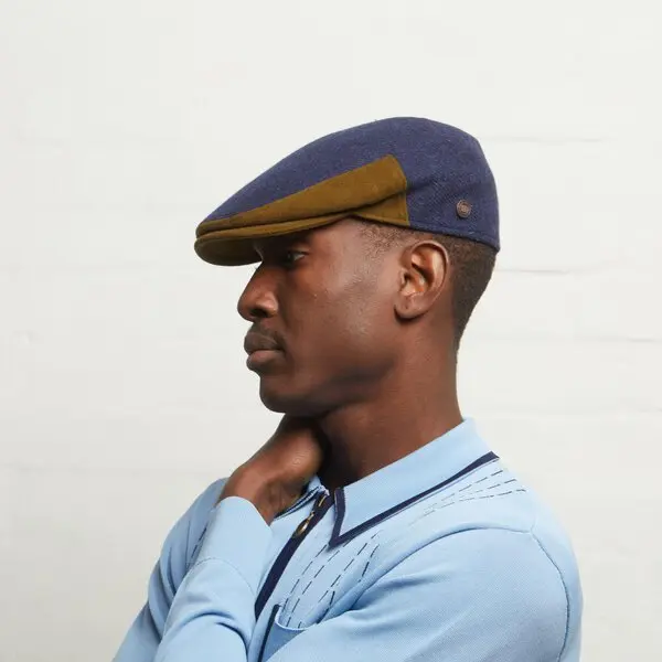 DASMARCA HATS Troy Tweed Wool Cap For Navy - Blue