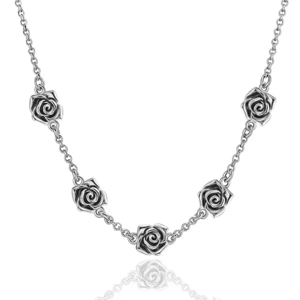 UNALOE Handmade Rose Necklace In Sterling – Romantic Floral Jewelry – ’s Necklace - Silver