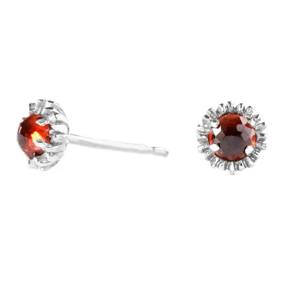 LEE RENEE Dahlia Bud Garnet Earrings - Silver