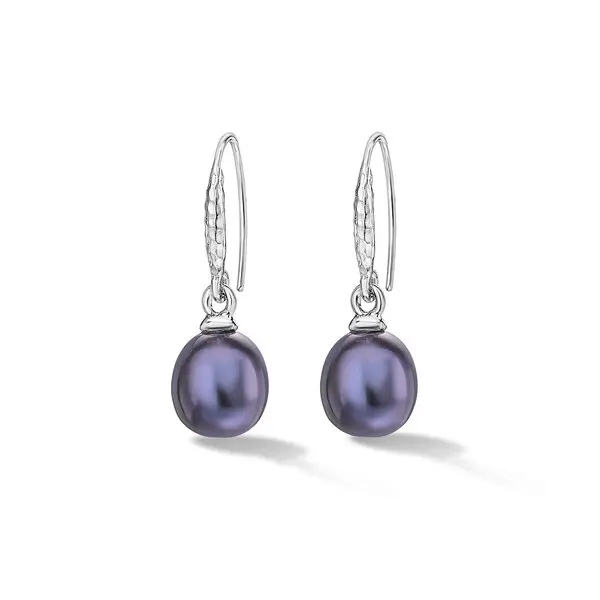 DOWER & HALL Oval Peacock Luna Pearl Drop Earrings - Silver