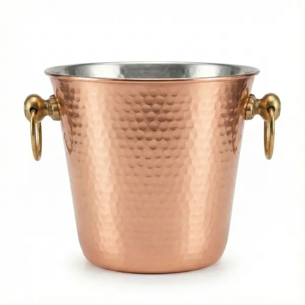 ANATOLIACRAFT Neutrals Hammered Matte Copper & Brass Ice Bucket - Brown