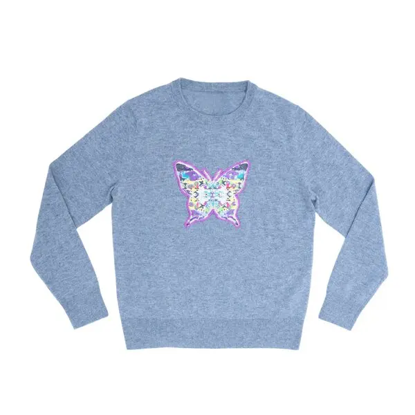 LILIA MUNN Limited Edition Butterfly Cashmere Sweater - Grey