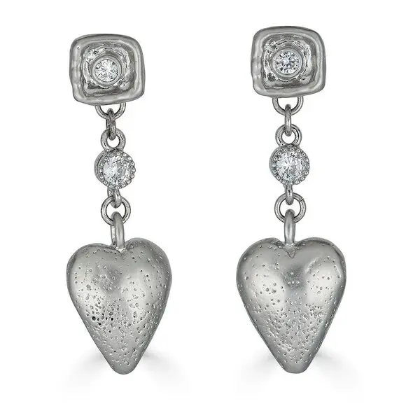 LONI PAUL JEWELRY Heart Dangle Earrings - Silver