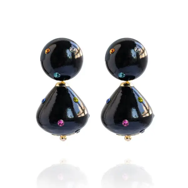 SAULE LABEL Nina Earrings In Jet Raven - Black