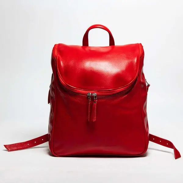 HIDES LEATHER CO. Vintage Handmade Leather Backpack Kelly - Red