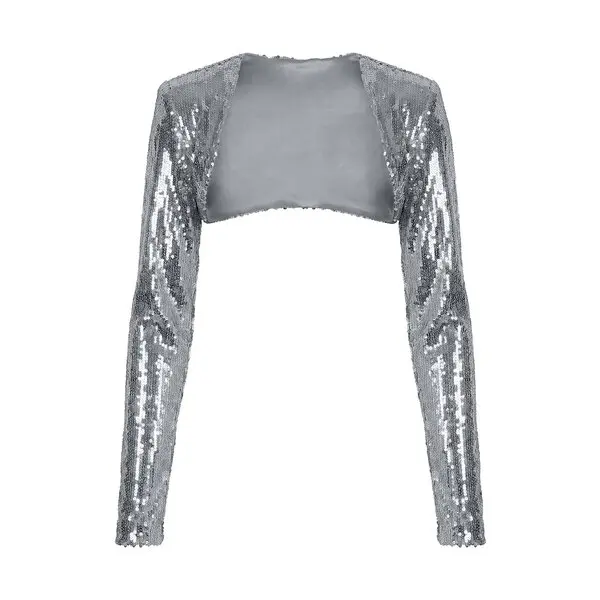 MODA GLAM Cyrene Sequin Bolero Jacket - Silver