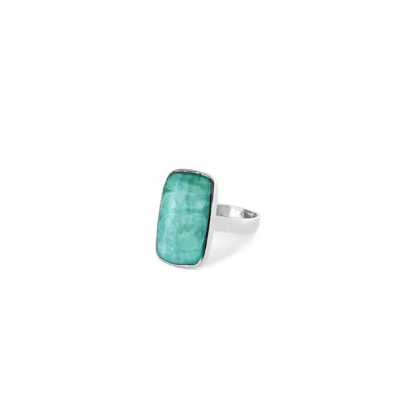 FV JEWELLERY La Stèle Rectangle Amazonite Ring In Sterling Silver