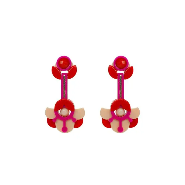 GISSA BICALHO Handmade Acrylic Earring Petunia - Red