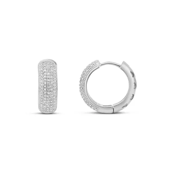SHYMI Thick Dome Pave Hoops - Silver