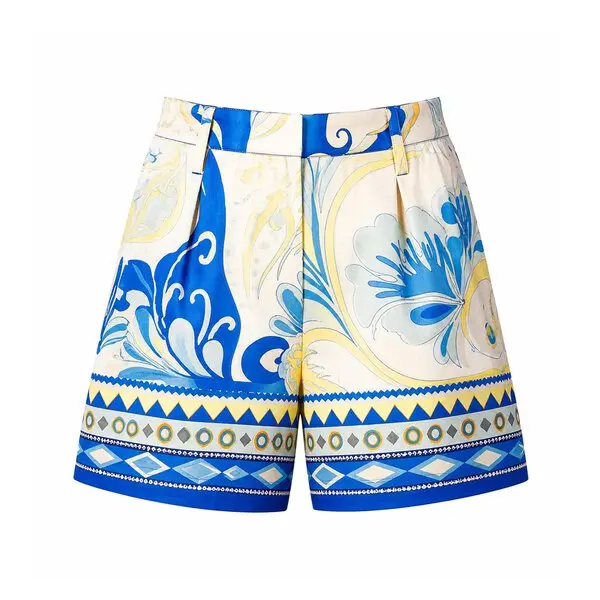 Loveist Store Trya Printed Elasticated Shorts - Blue