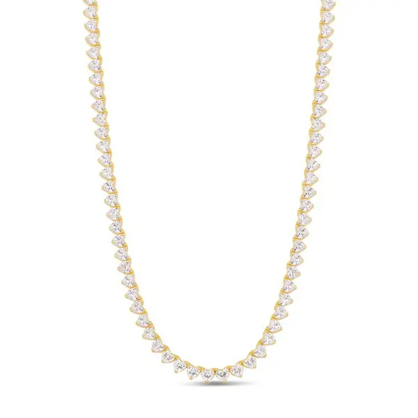SHYMI Prong-set Heart Tennis Necklace - Gold