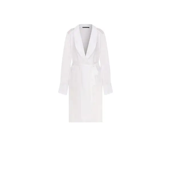 HOUSE OF SILK Béatrice Satin Robe - White