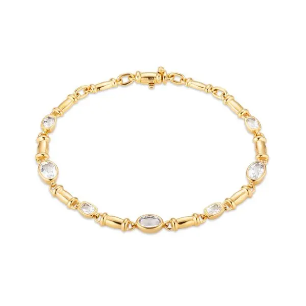 LULU B LONDON White Topaz Gemstone Chain Bracelet - Gold