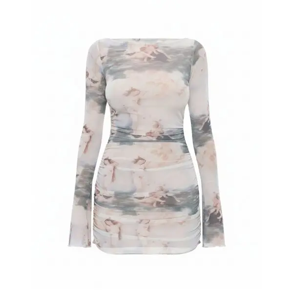 ALOMA STUDIO Mystère Mini Mesh Dress Print - Grey