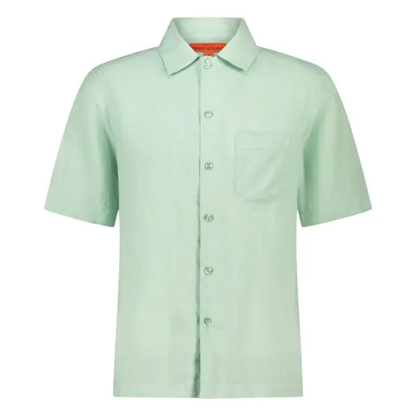 MAISON TANGERINE Mint Linen Short Sleeve Shirt For - Green