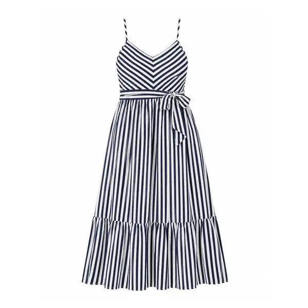 YUMI Navy Stripe Midi Sun Dress - Blue