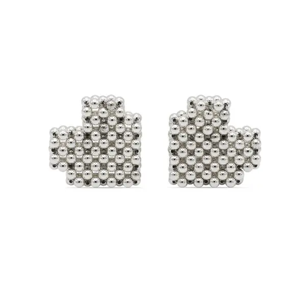 PAS DE MARQUE Sterling Beaded Earrings Cœur Souffl - Silver