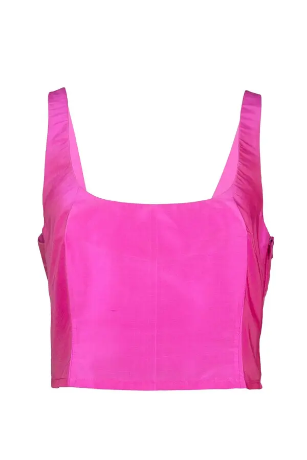 HELENE GALWAS Flavia Dupion Crop Top - Pink