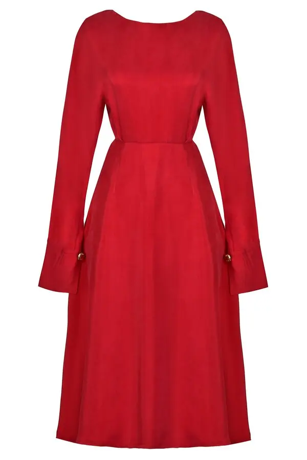SARVIN Long Sleeve Midi Dress