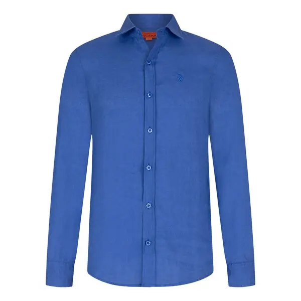MAISON TANGERINE S Linen Shirt Berry - Blue
