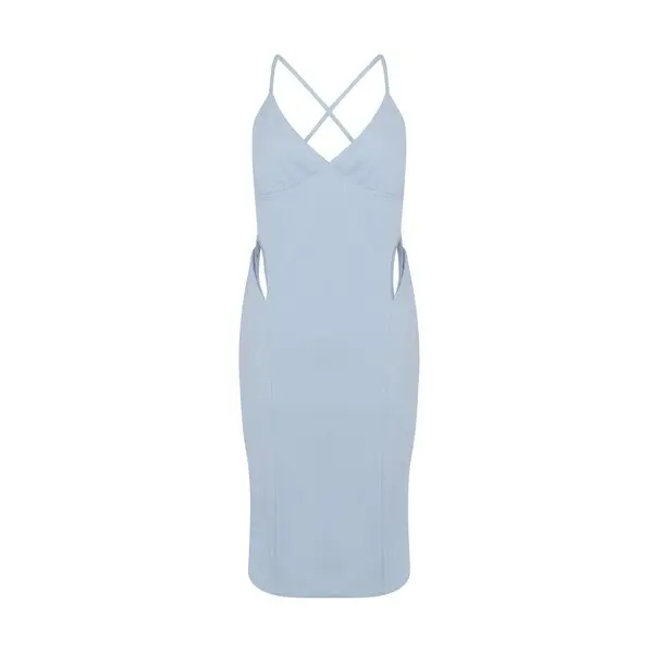 SOUR FIGS Cut-out Midi Slip Dress In Pale - Blue