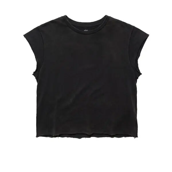 OTHER UK Vintage Issue Raw Edge T-shirt Worn - Black