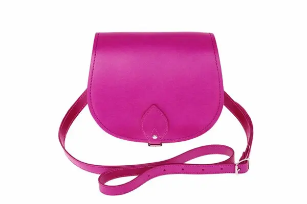 ZATCHELS Handmade Leather Large Saddle Bag Magenta - Pink