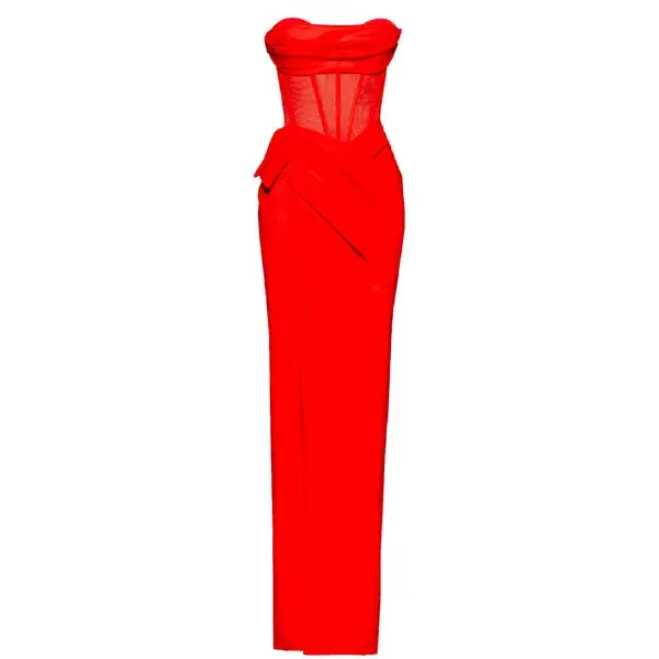 ANGELIKA JOZEFCZYK Palermo Corset High Slit Gown - Red