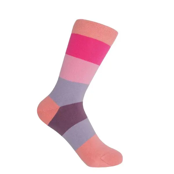 PEPER HAROW - MADE IN ENGLAND Block Stripe Socks – Peony - Pink