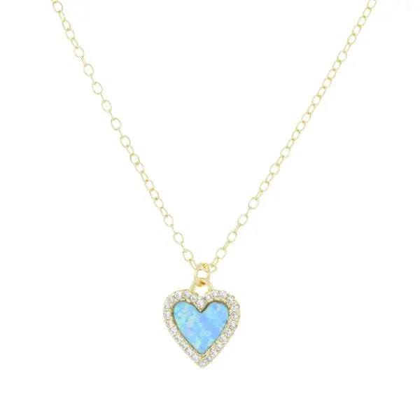 KAMARIA Mini Opal Heart Necklace With Crystals Light Opal - Blue