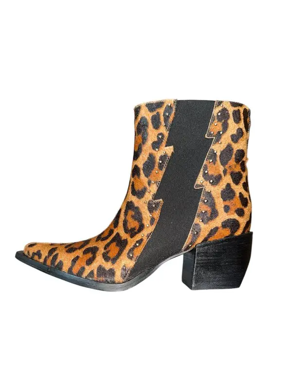 ANY OLD IRON Animal Print Leather Boots - Black