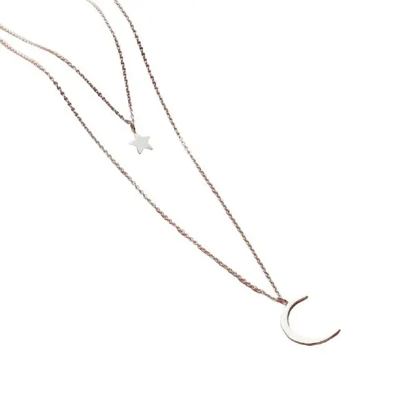 POSH TOTTY DESIGNS Sterling Moon And Star Layered Necklace Set - Silver