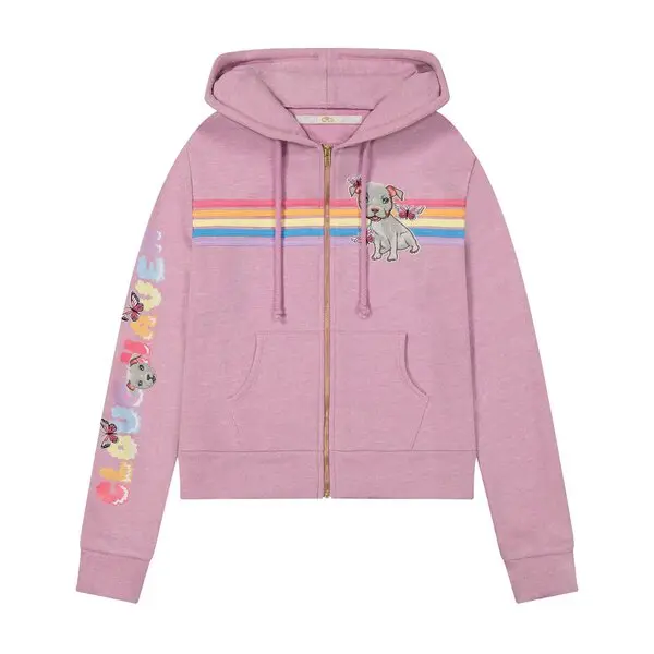 CLOUD HAVEN Rainbow Pittie Hoodie In Mauve - Pink