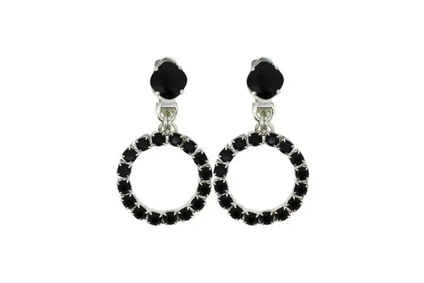 VICKISARGE The Small Hoop Earrings In Platinum Clip - Black