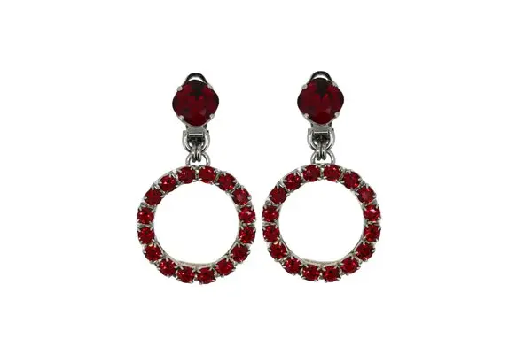 VICKISARGE The Small Hoop Earrings In Platinum Clip - Red