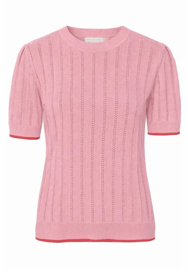 GROBUND Almine Tee – In Soft Rose With Contrast Trim - Pink