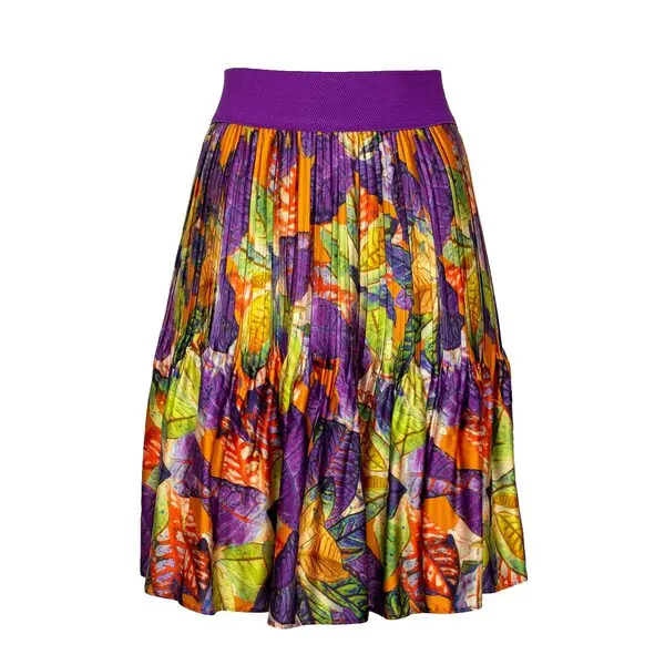 LALIPOP DESIGN Recycled Polyester Printed Satin Mini Pleated Skirt - White