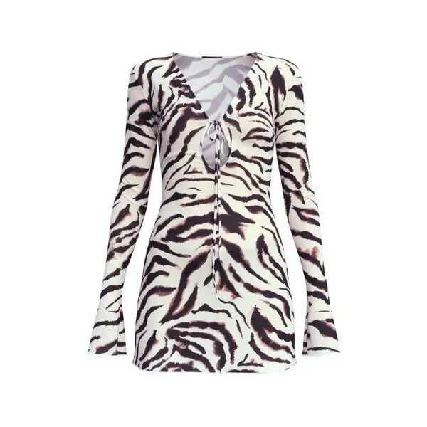ALOMA STUDIO Zebra Print Mini Dress - Brown/black/white
