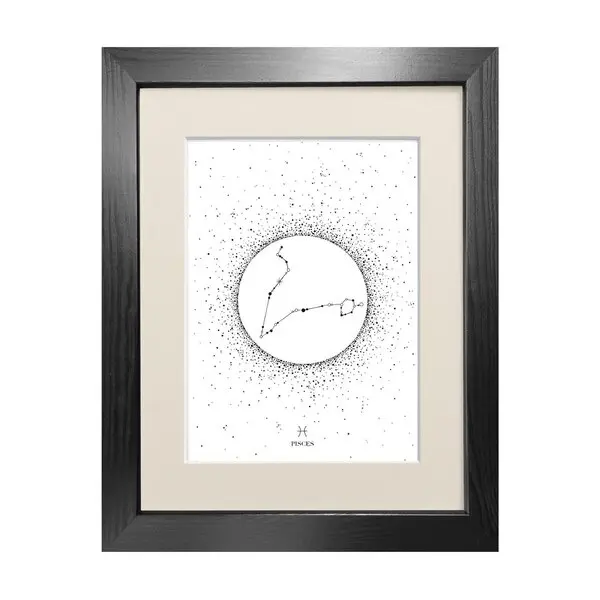 EMILY CARTER Pisces Star Sign' Fine Art Print A5 - Black