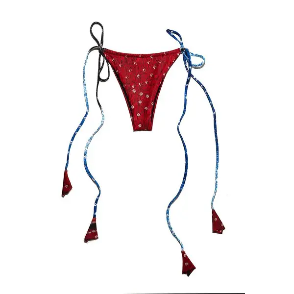 O NIKI Fire Bikini Bottom With Long Ties - Red