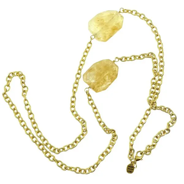 AMY DELSON JEWELRY Neutrals Ie Double Quartz Crystal Chain Necklace - Gold