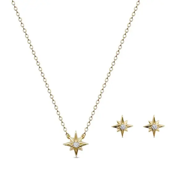 CLEMENCE WREN Sparkling Star Pendant And Stud Earring Set - Gold