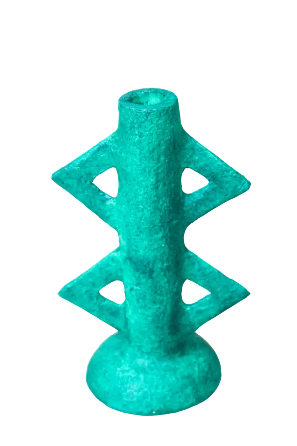 Botanical Boys Paper Mache Candle Holder Fifty Two Four - Green