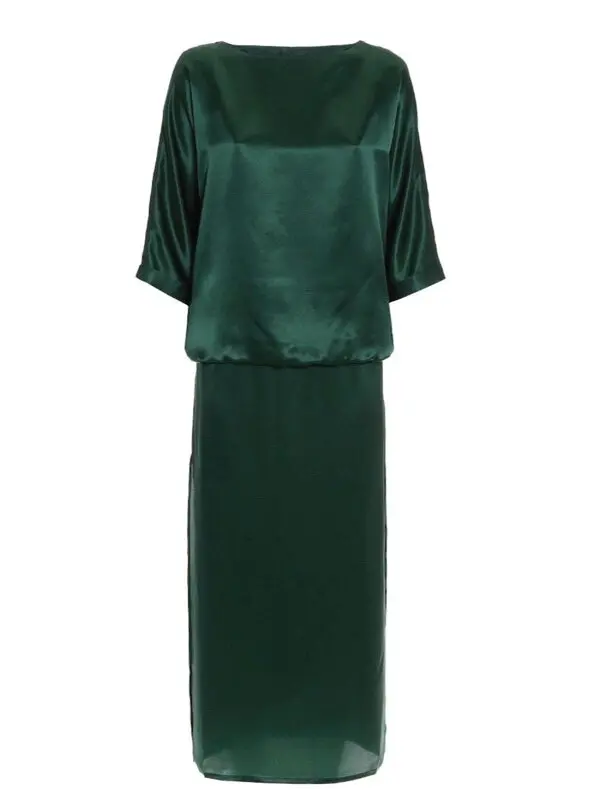 HELENE GALWAS Cat Long Silk Dress - Green