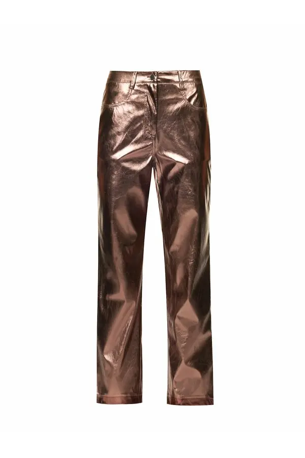 AMY LYNN Lupe Mocha Metallic Trousers - Brown