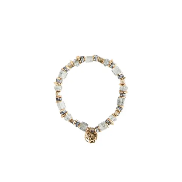 Saachi Beaded Stretch Hammer Bracelet - Grey