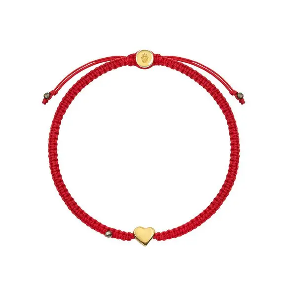 KARMA AND LUCK String Gold Heart Charm Bracelet – Love Energy Jewelry – Enchanting Love - Red